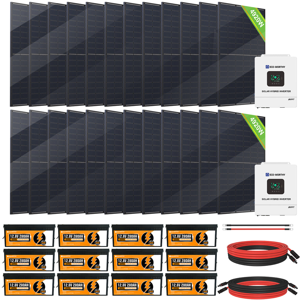 10KW 48Vdc COMPLETE OFF GRID SOLAR PANEL KIT 120V/240Vac LITHIUM ...