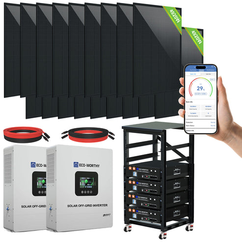 10KW 48Vdc COMPLETE OFF GRID SOLAR PANEL KIT 120V/240Vac LITHIUM ...