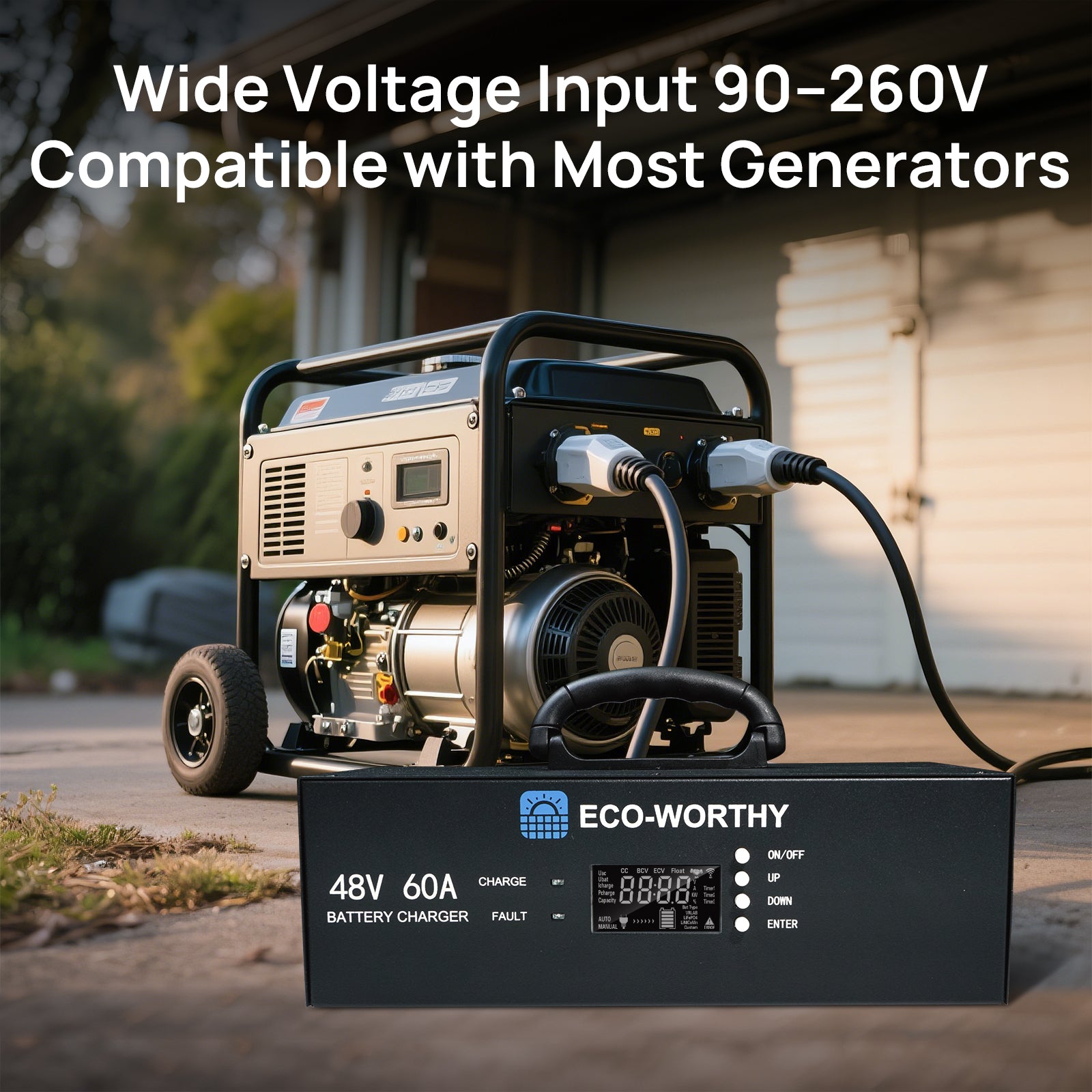 48V 60A Battery Charger: 3.2KW Max Power, 0-60A & 32-64V Adjustable, L – ECO-WORTHY