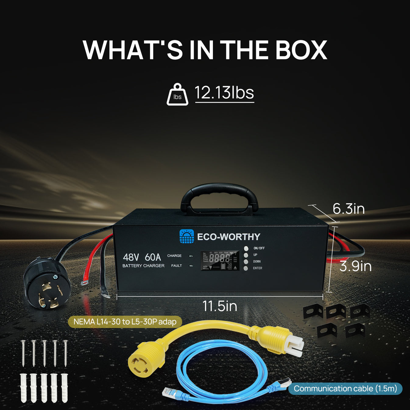 48V 60A Battery Charger: 3.2KW Max Power, 0-60A & 32-64V Adjustable, L ...