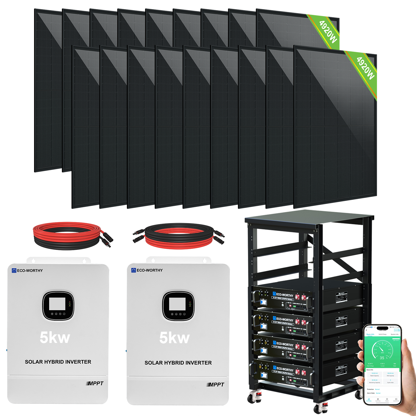 10KW 48Vdc COMPLETE OFF GRID SOLAR PANEL KIT 120V/240Vac LITHIUM ...