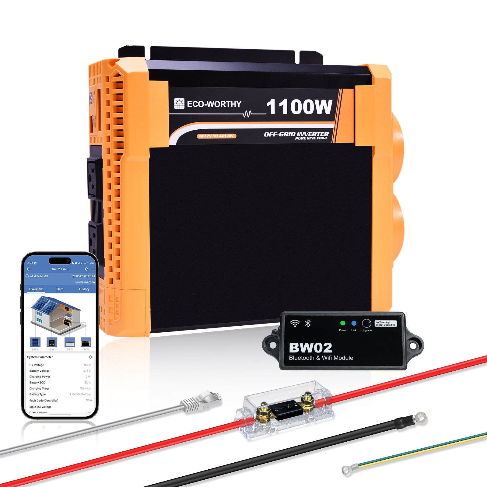1100W Off-Grid Pure Sine Wave Inverter 12V to 110V – ECO-WORTHY