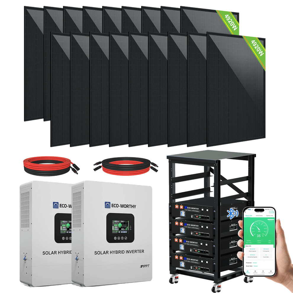 10KW 48Vdc COMPLETE OFF GRID SOLAR PANEL KIT 120V/240Vac LITHIUM ...