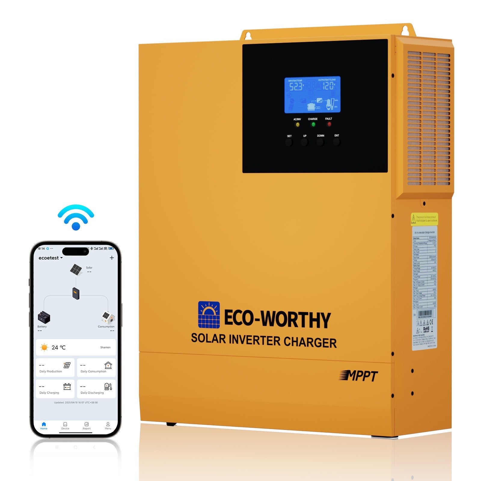 3500W Off-Grid AIO Inverter, 48Vdc to 120Vac, 4400W@150V PV Input – ECO ...