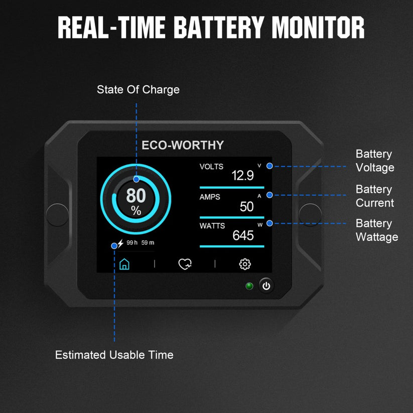 300A 3.5" Touchable Display Battery Monitor with Hall Sensor for AGM ...
