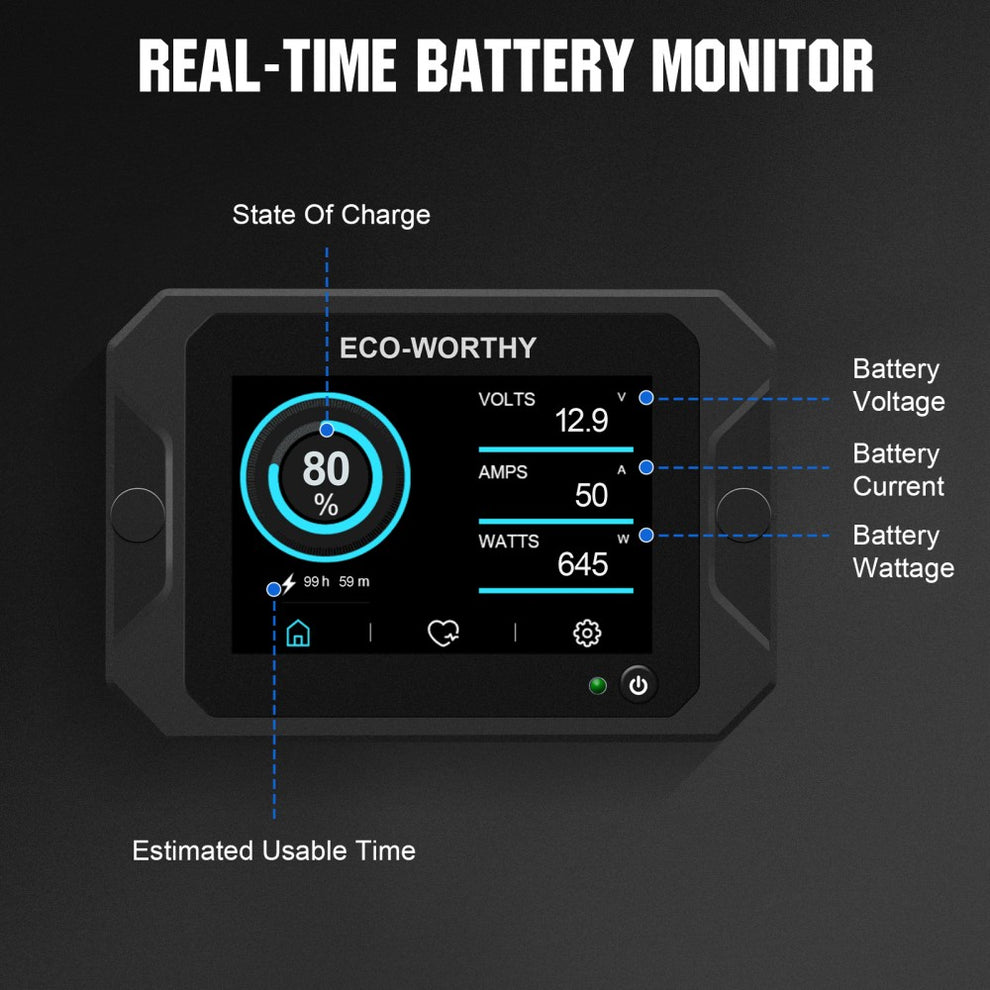 300A 3.5" Touchable Display Battery Monitor with Hall Sensor for AGM ...