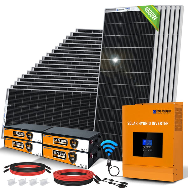 4800W 48V (24x195W) Complete MPPT Off Grid Solar Panel Kit with 5kW/80A ...