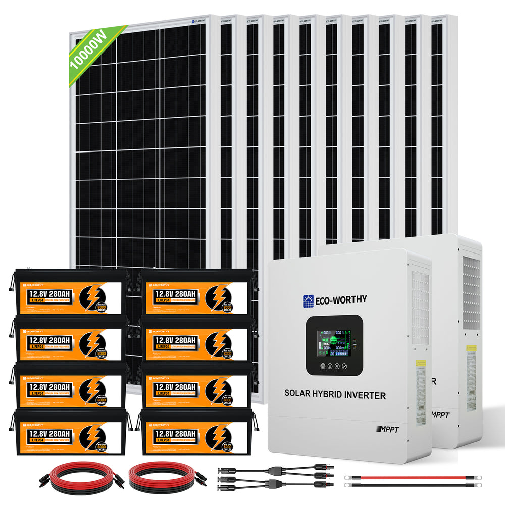 10KW 48Vdc COMPLETE OFF GRID SOLAR PANEL KIT 120V/240Vac LITHIUM ...