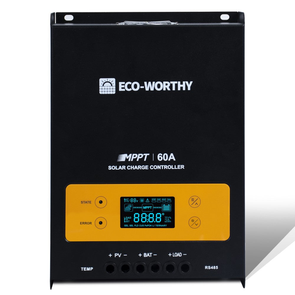 60A 12/24/36/48V MPPT OLED Display Solar Charge Controller Regulator | ECO-WORTHY